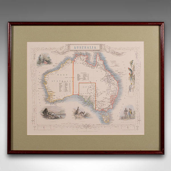 Vintage Australia Map, Framed, Historic 19th Century Cartography ...