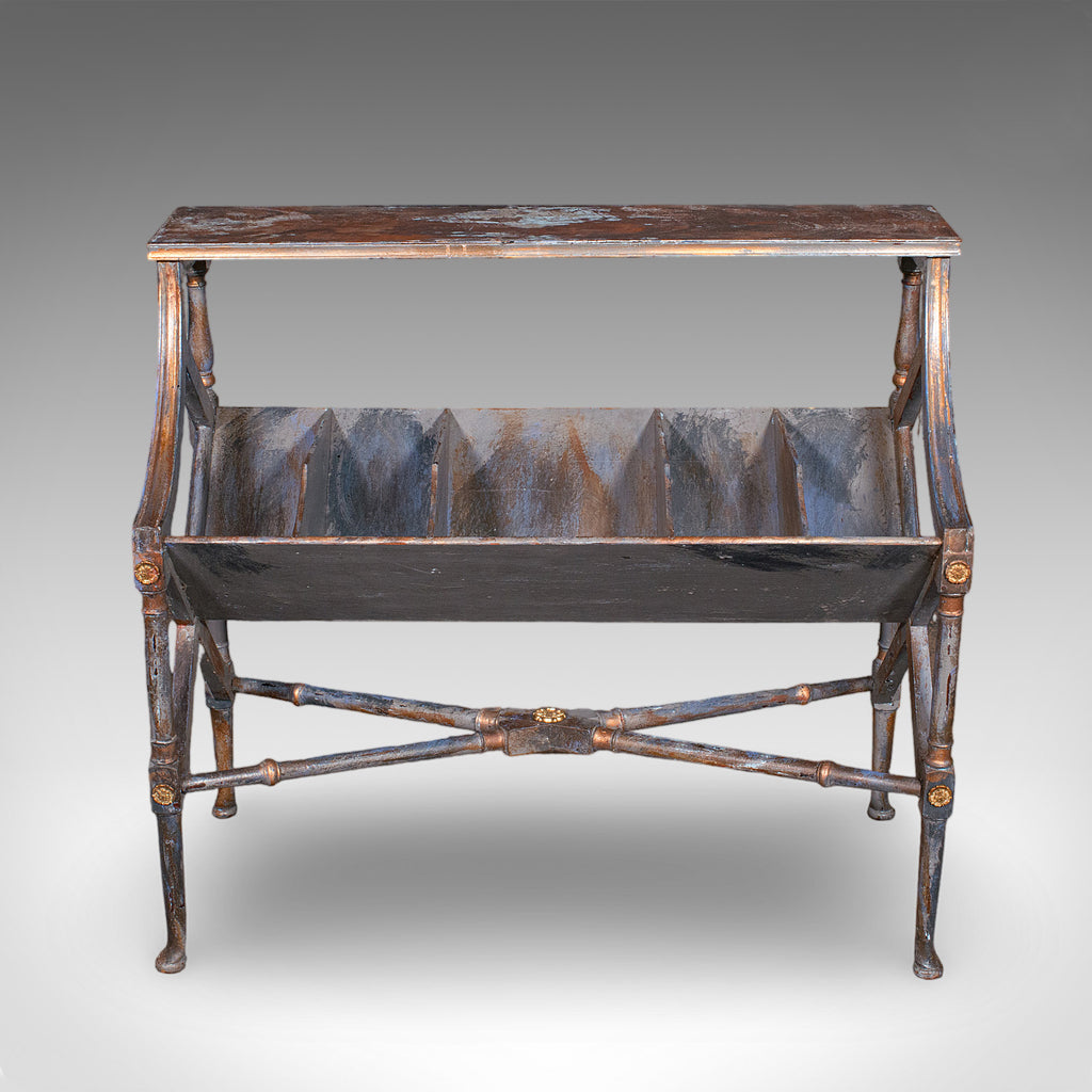 Antique Georgian Revival Book Trough, English, Painted, Library Stand ...