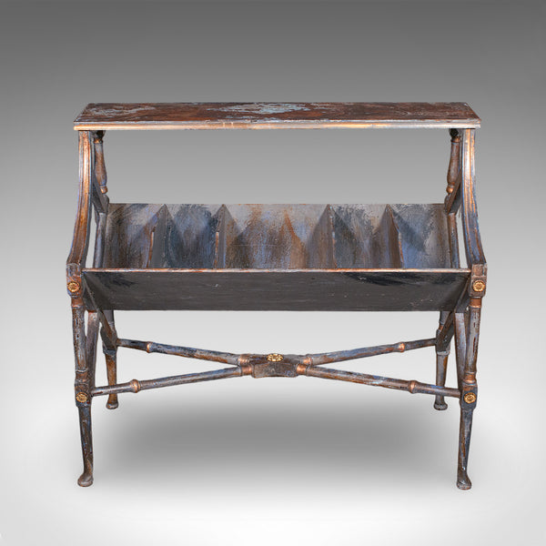 Antique Georgian Revival Book Trough, English, Painted, Library Stand ...