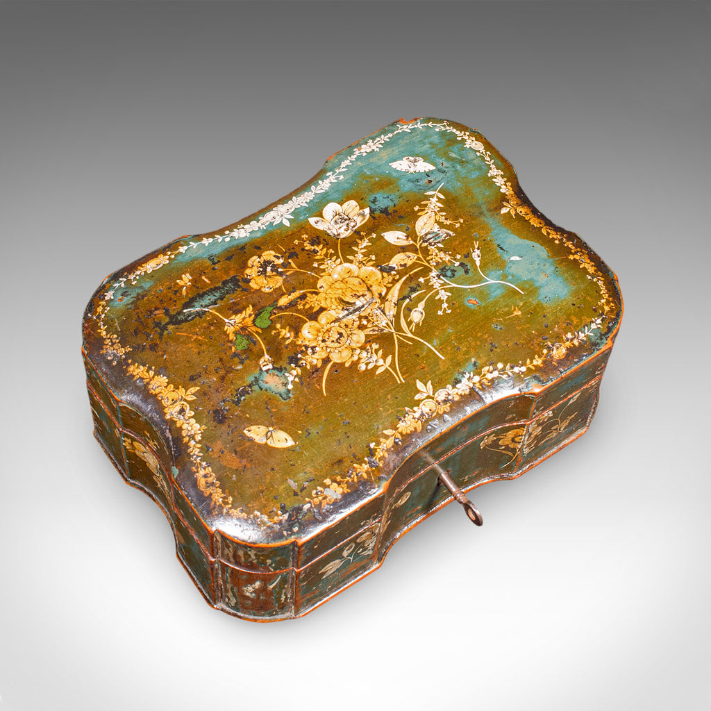 Antique Ladies Table Box, Italian, Lacquer, Oak, Keepsake Case ...