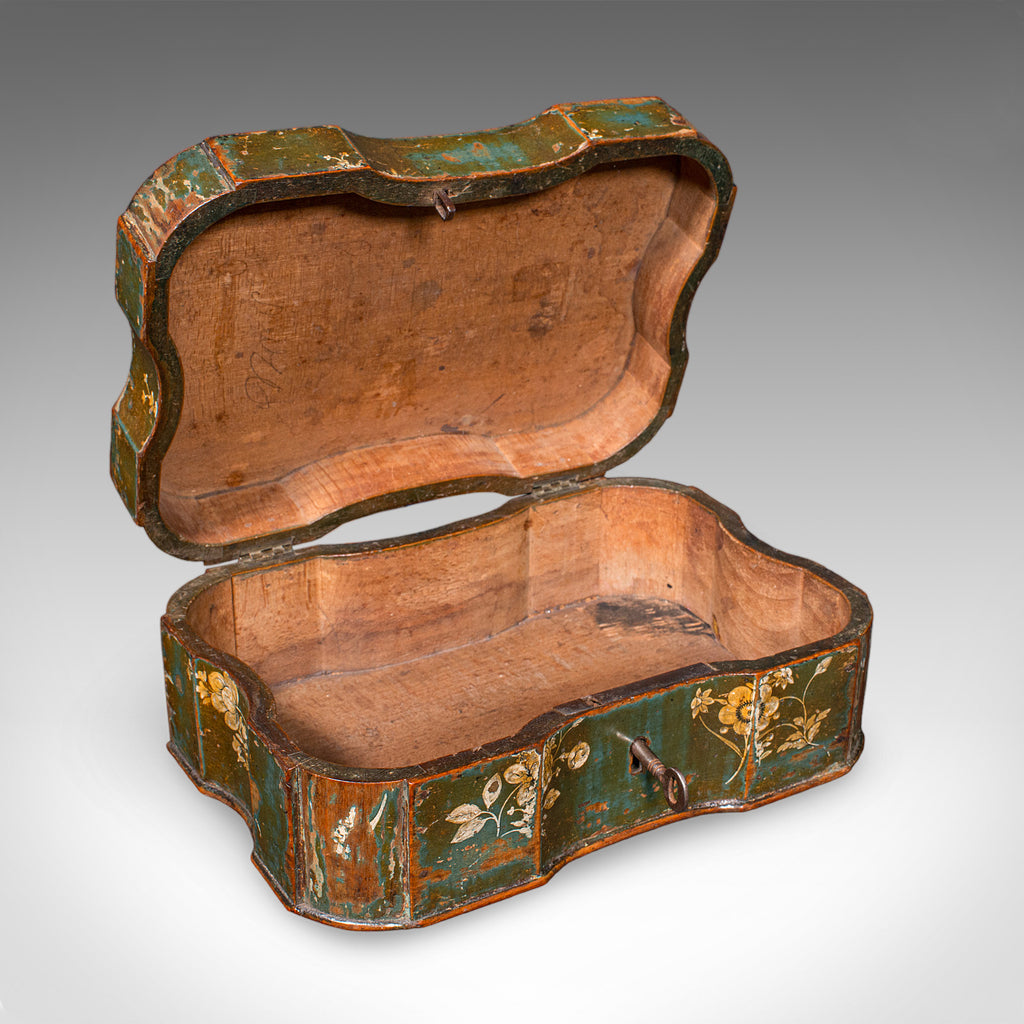Antique Ladies Table Box, Italian, Lacquer, Oak, Keepsake Case ...