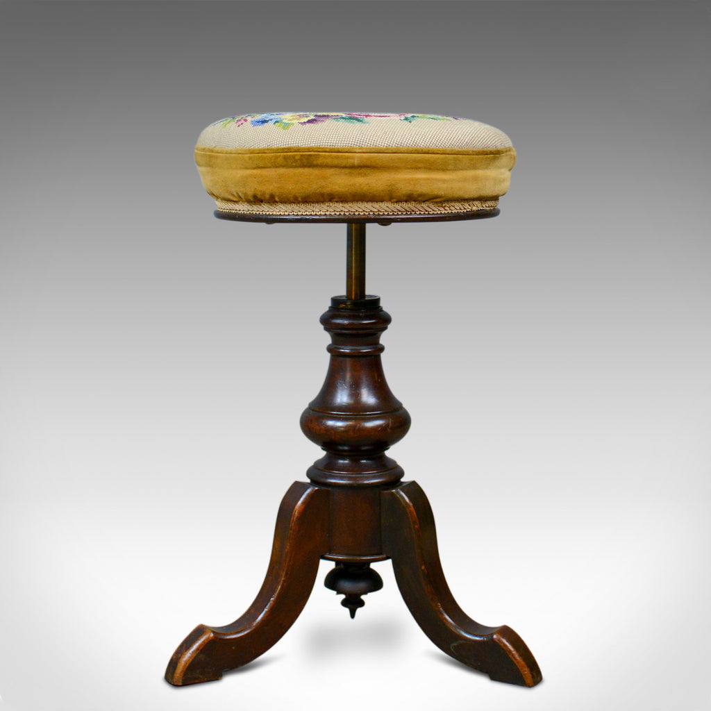 Adjustable Antique Piano Stool, English, Victorian, Walnut, Music, Cir ...