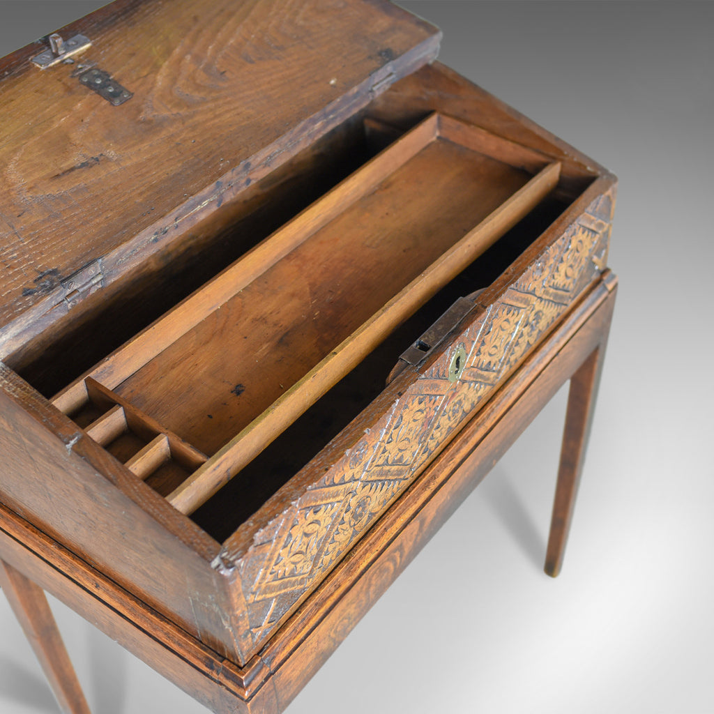 Antique Bible Box on Stand, English Oak Writing Slope 17th Century And ...