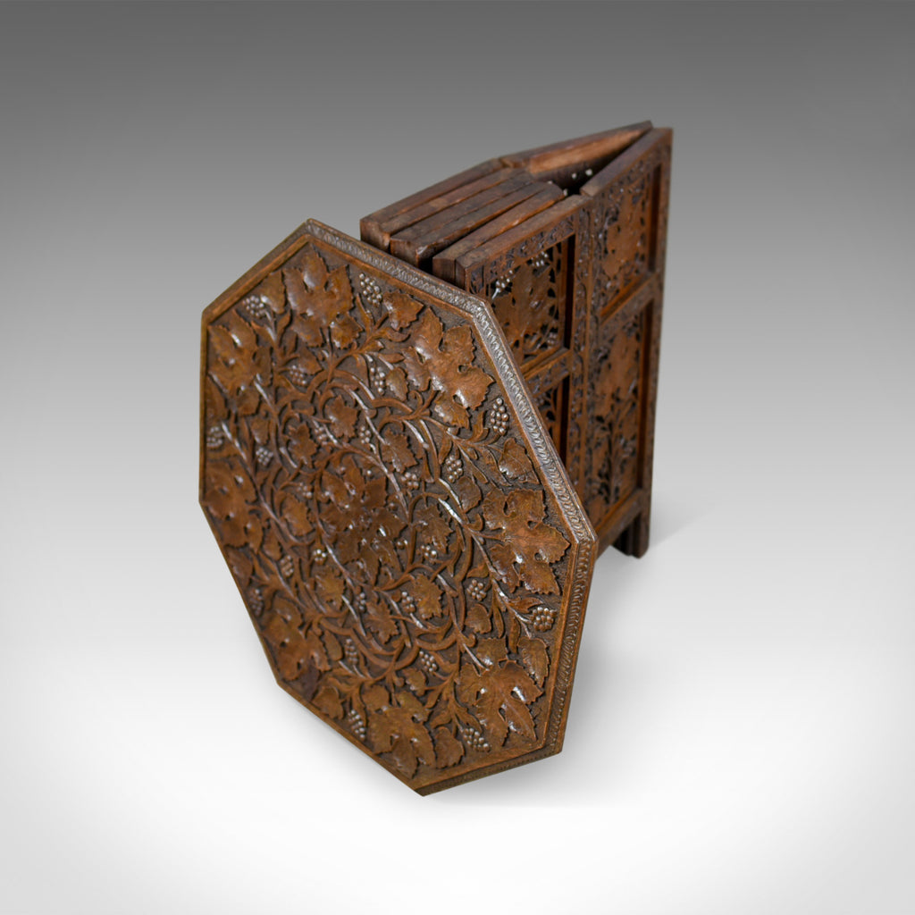 Antique Campaign Table, Carved, Anglo-Indian, Teak, Side, Circa 1900 ...