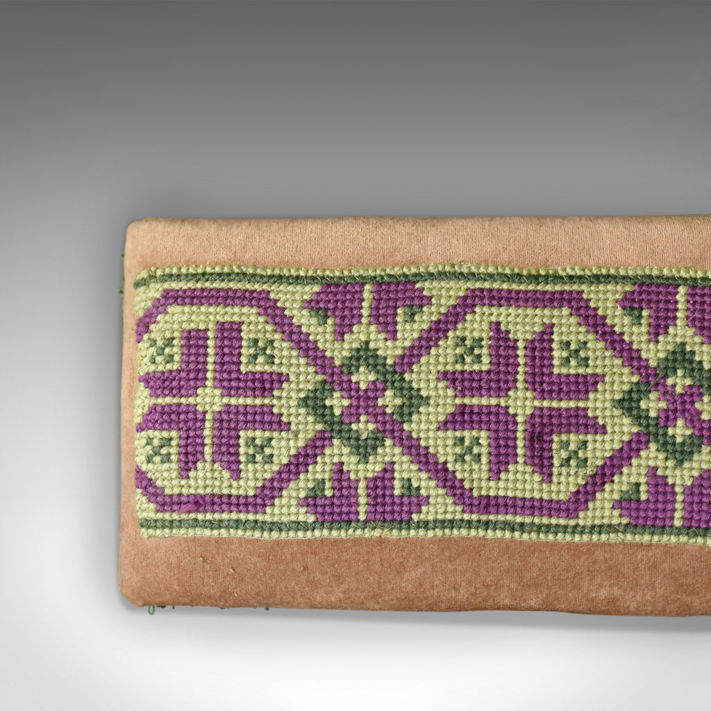 Antique, Carriage Stool, Long, Victorian, Footrest, Mahogany, Needlepo ...