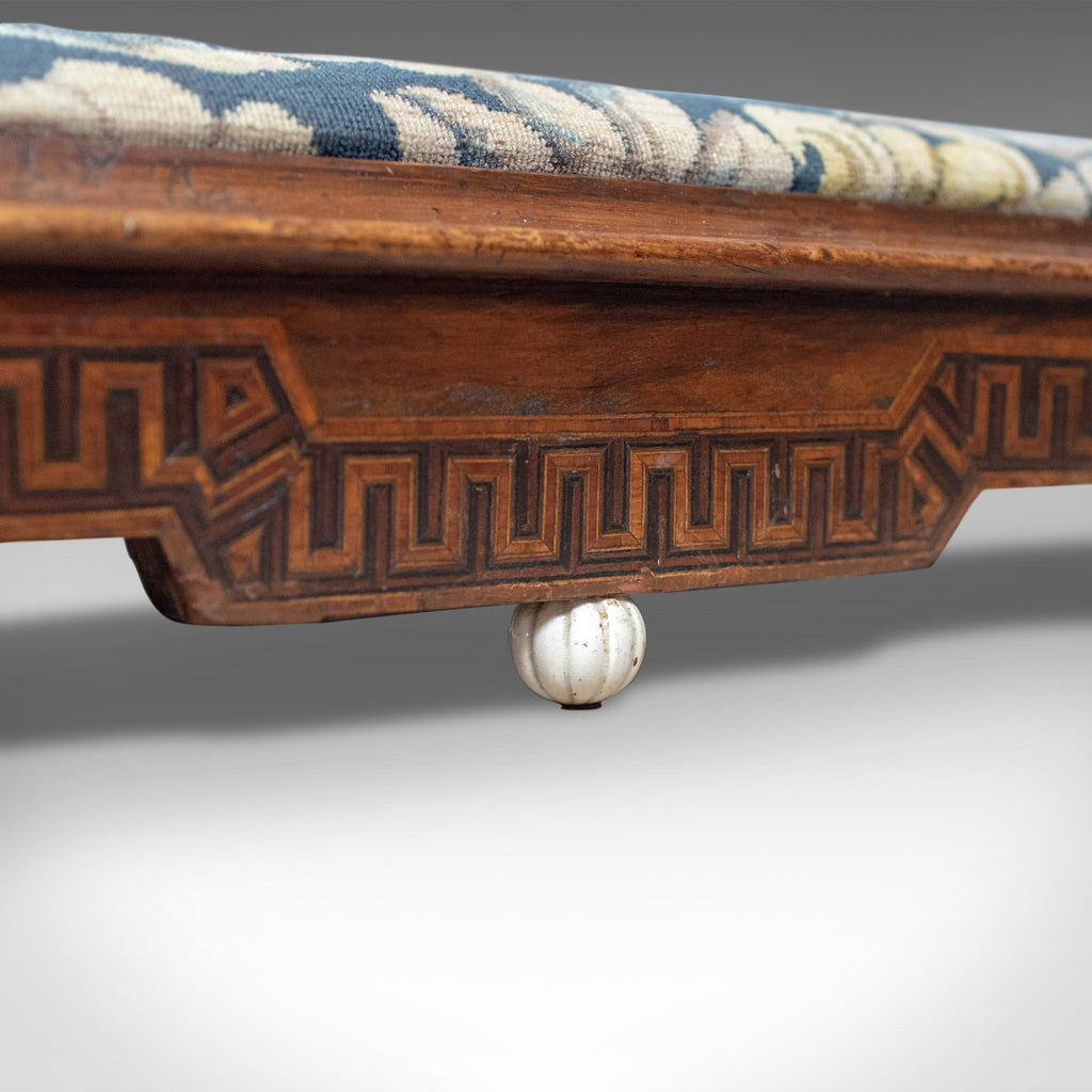 Antique, Carriage Stool, Long, Victorian, Footrest, Walnut, Needlepoin ...