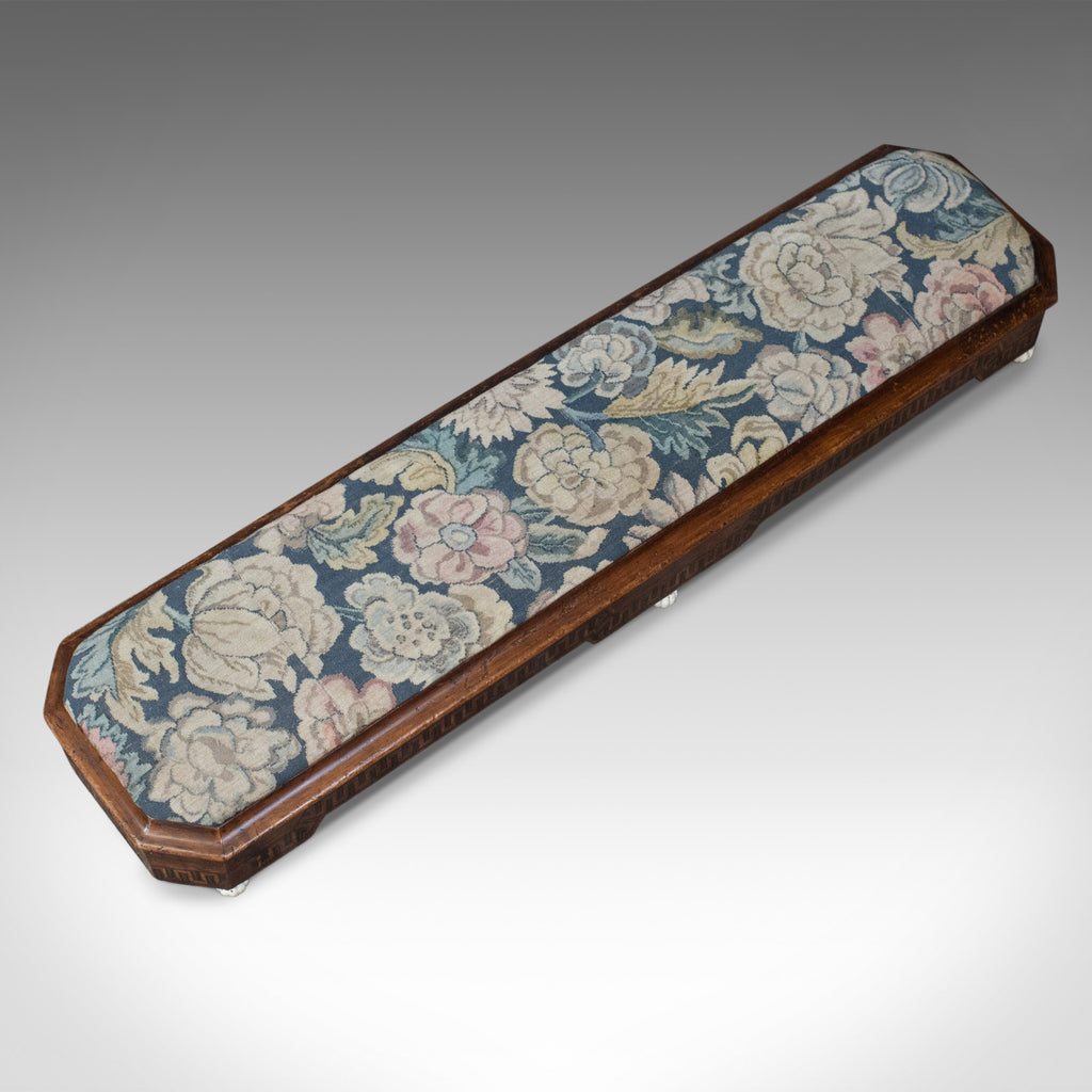 Antique, Carriage Stool, Long, Victorian, Footrest, Walnut, Needlepoin ...