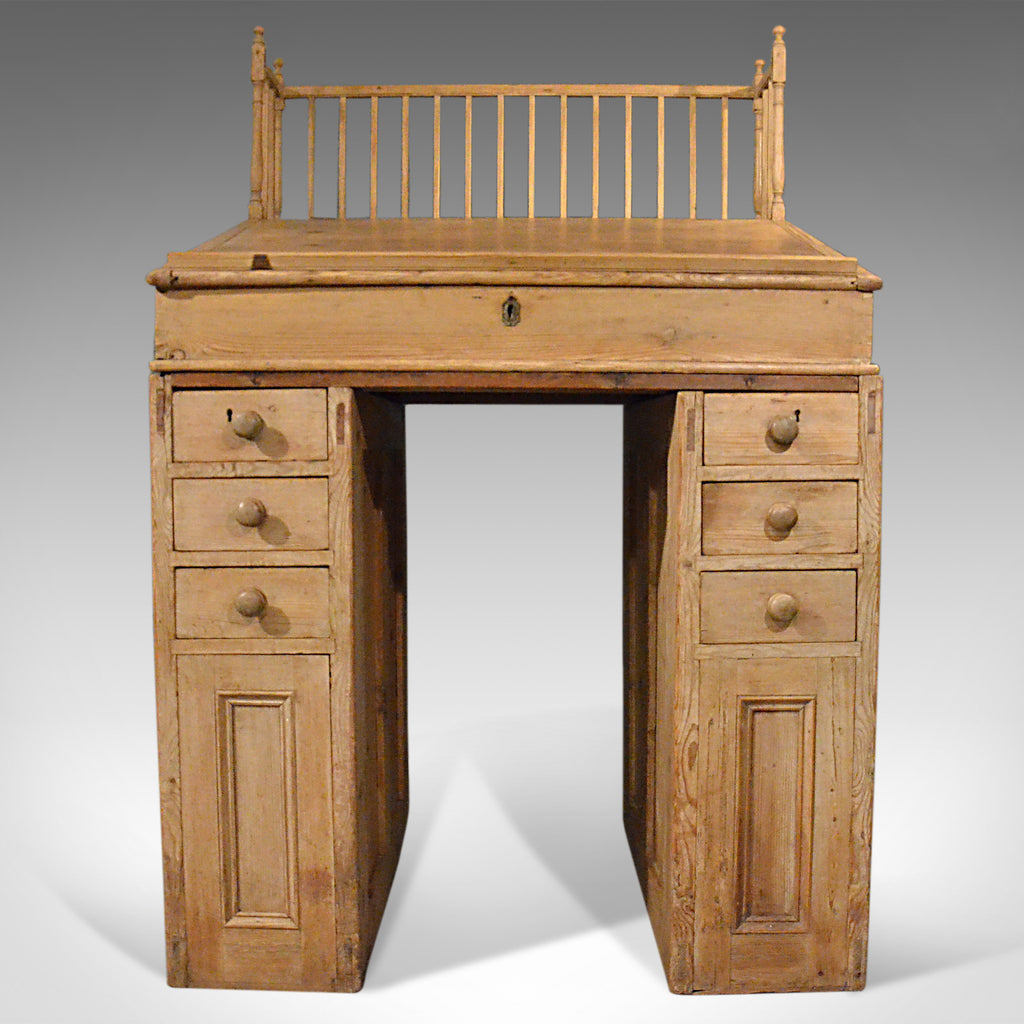 Antique Clerks Desk, English, Victorian Pine Bureau Late 19th Century ...