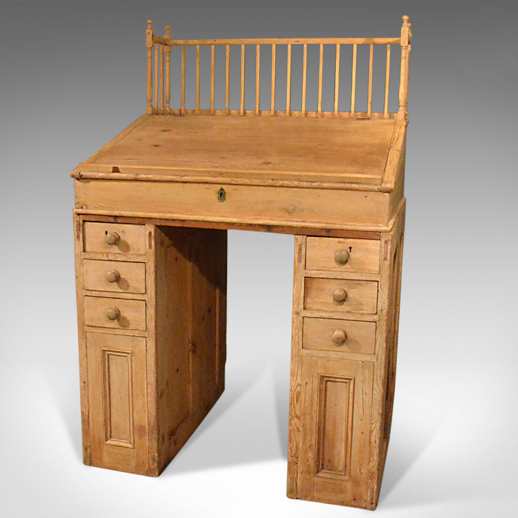 Antique Clerks Desk, English, Victorian Pine Bureau Late 19th Century ...