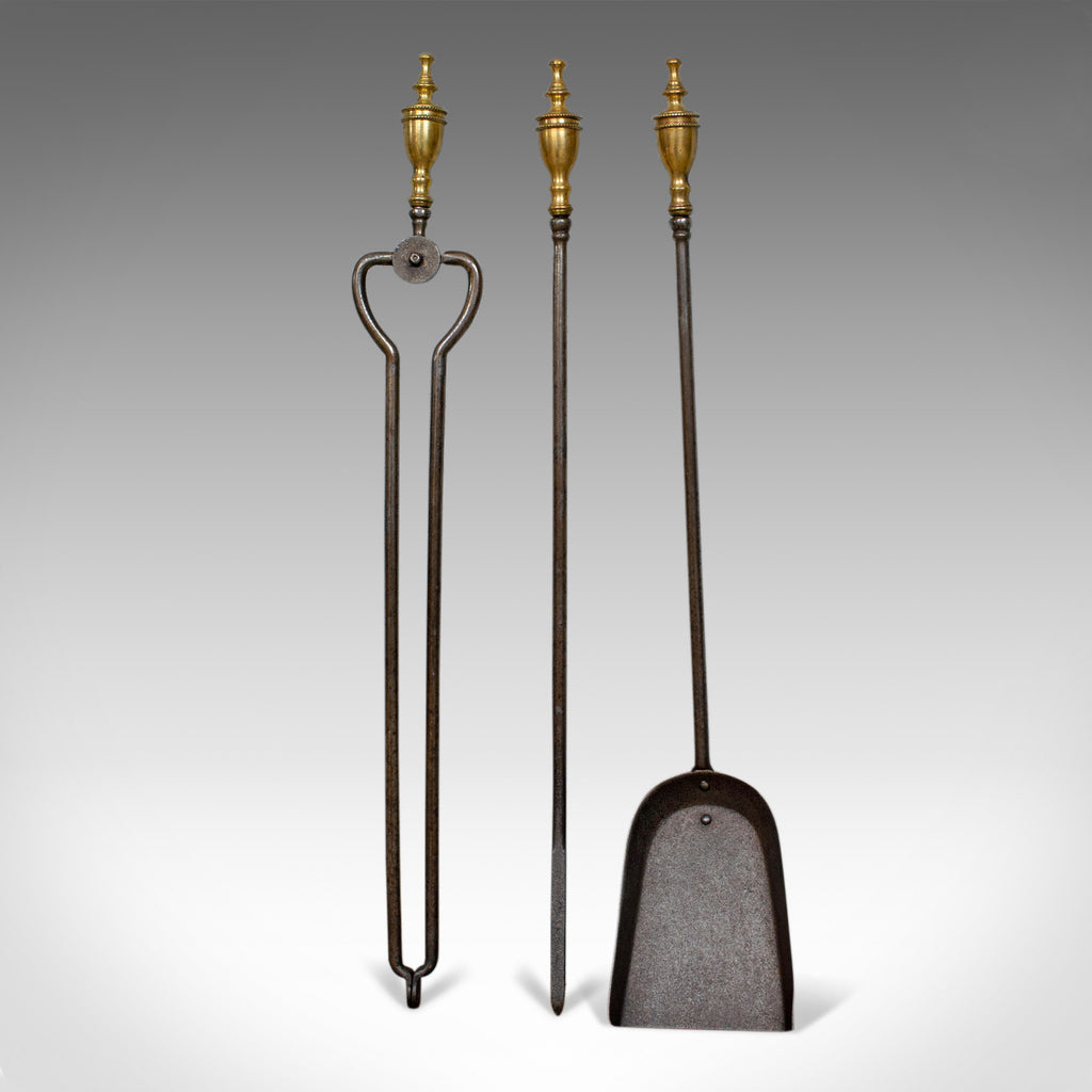 Antique Companion Set of Fire Irons on Rests, Classical Revival, Circa ...