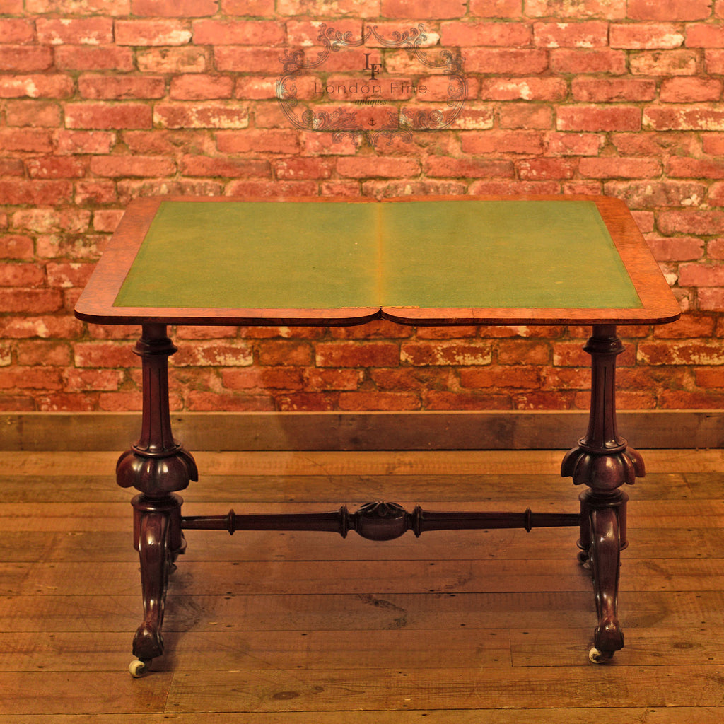 Victorian Burr Walnut Fold Over Card Table, c.1840 – London Fine Antiques
