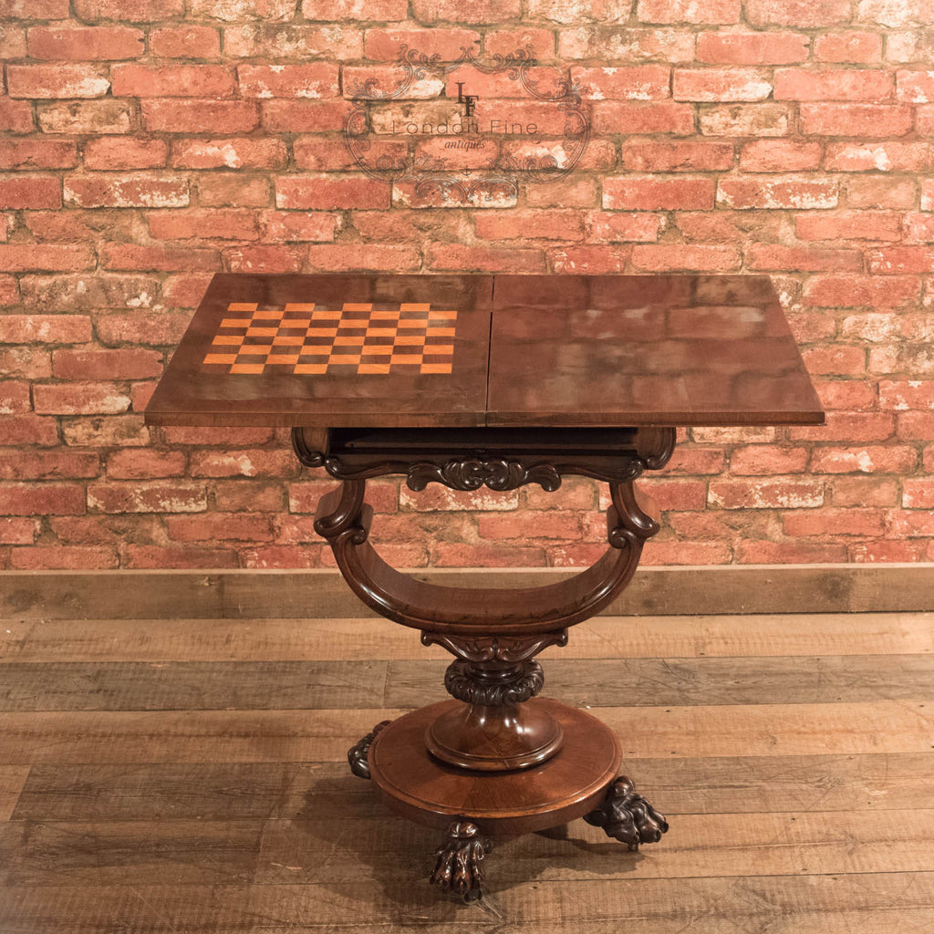 Victorian Fold Over Games Table, c.1860 – London Fine Antiques