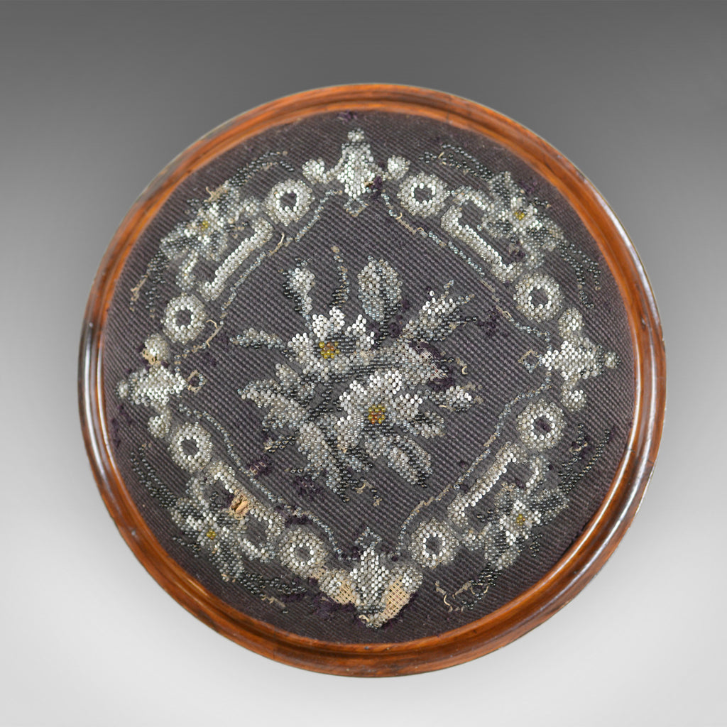 Antique Foot Stool, English, Victorian, Beadwork, Carriage Rest, Circa ...