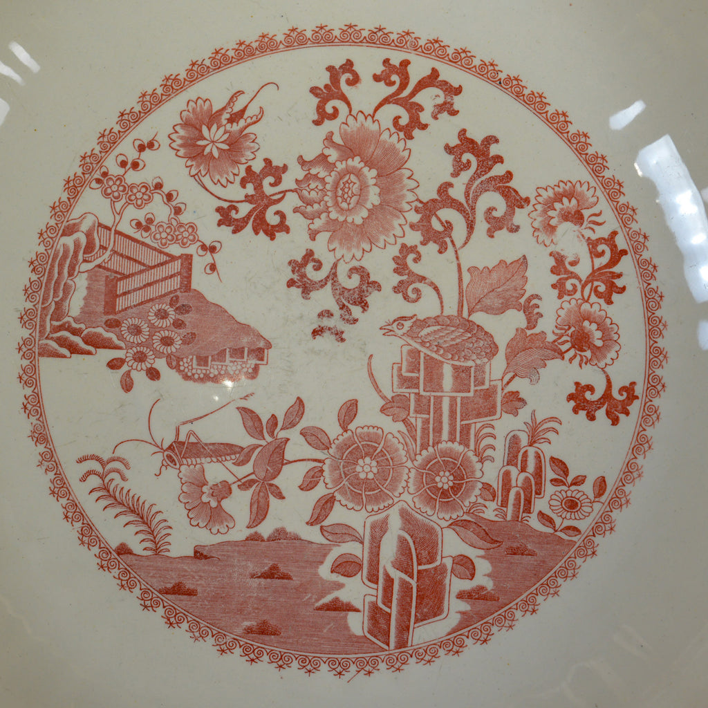 Antique Footed Bowl, Red and White, Copeland Spode, Grasshopper, c.190 ...
