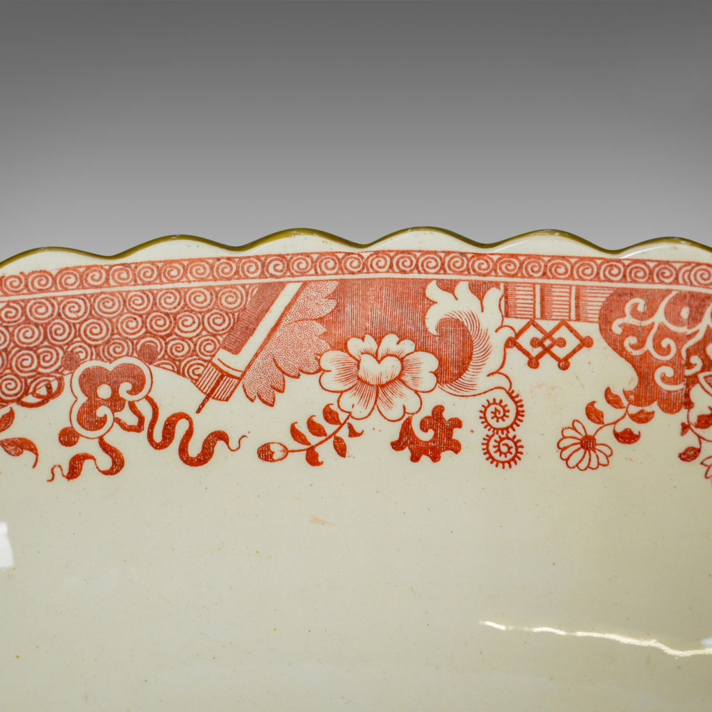 Antique Footed Bowl, Red and White, Copeland Spode, Grasshopper, c.190 ...