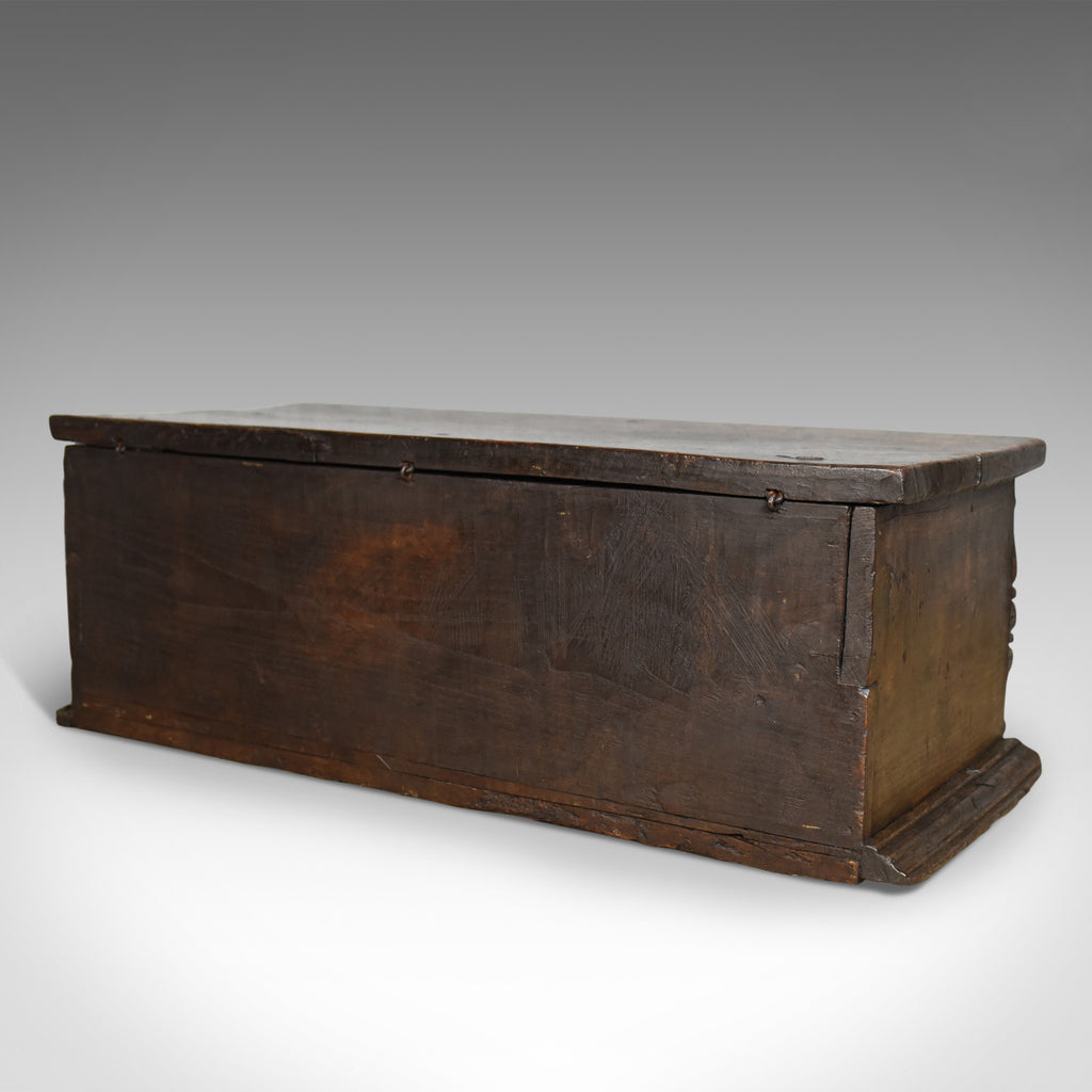 Antique Six Plank Coffer, English Oak Sword Chest, Charles II Trunk Ci ...