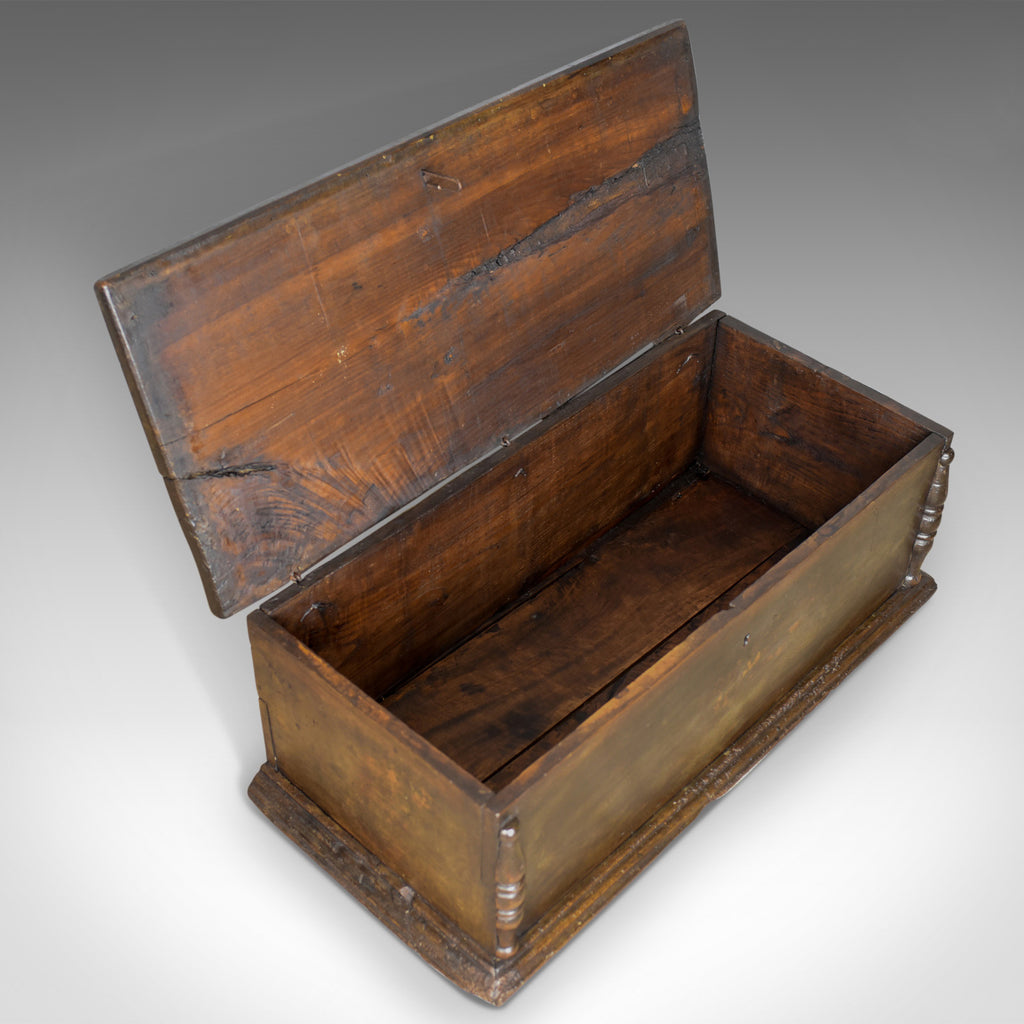 Antique Six Plank Coffer, English Oak Sword Chest, Charles II Trunk Ci ...