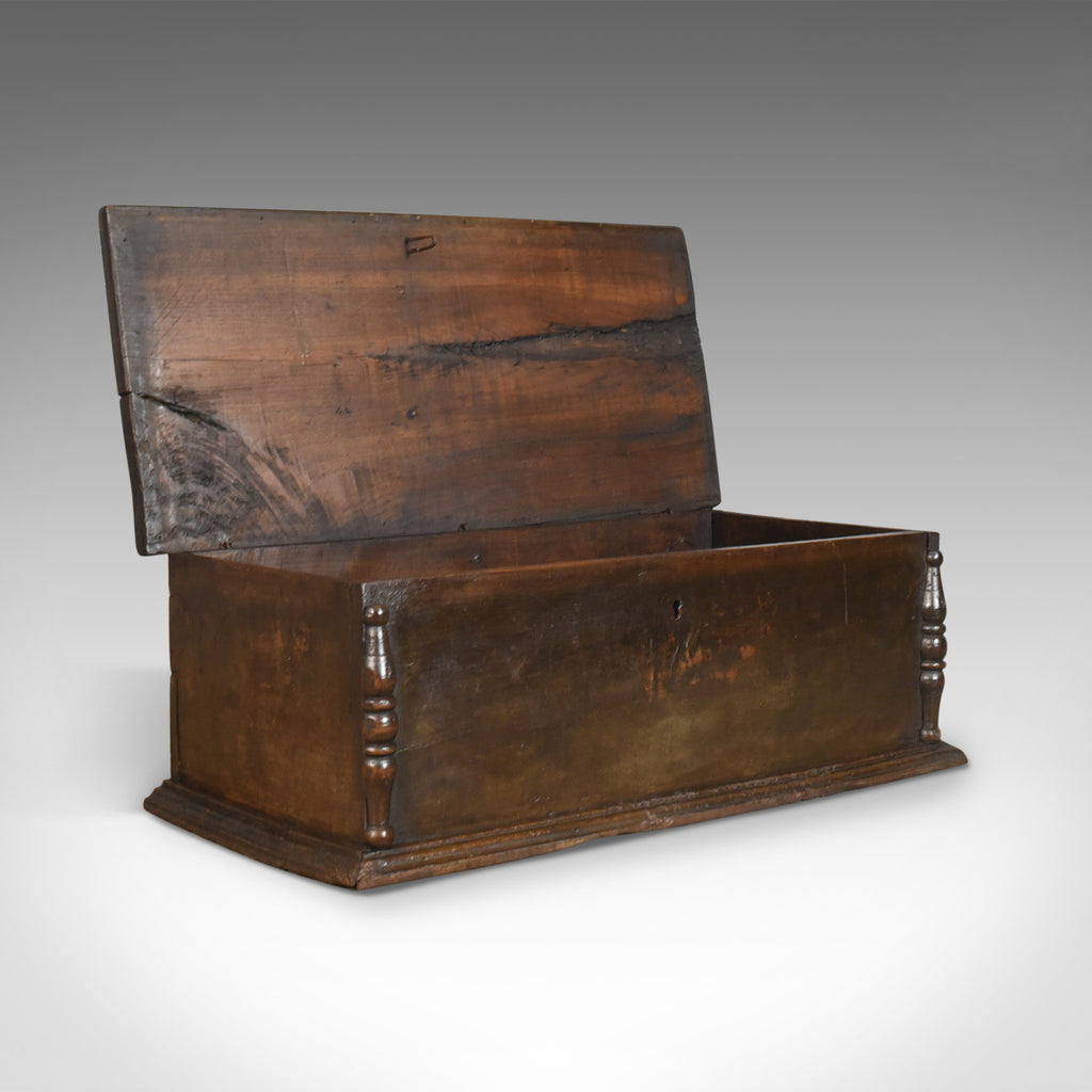 Antique Six Plank Coffer, English Oak Sword Chest, Charles II Trunk Ci ...