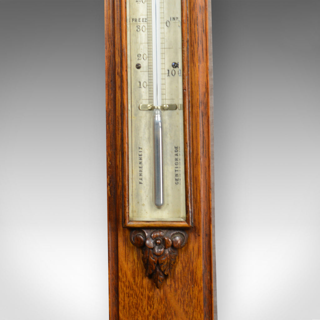 Antique Stick Barometer, Davis Leeds, English, Oak, Scientific Instrum ...