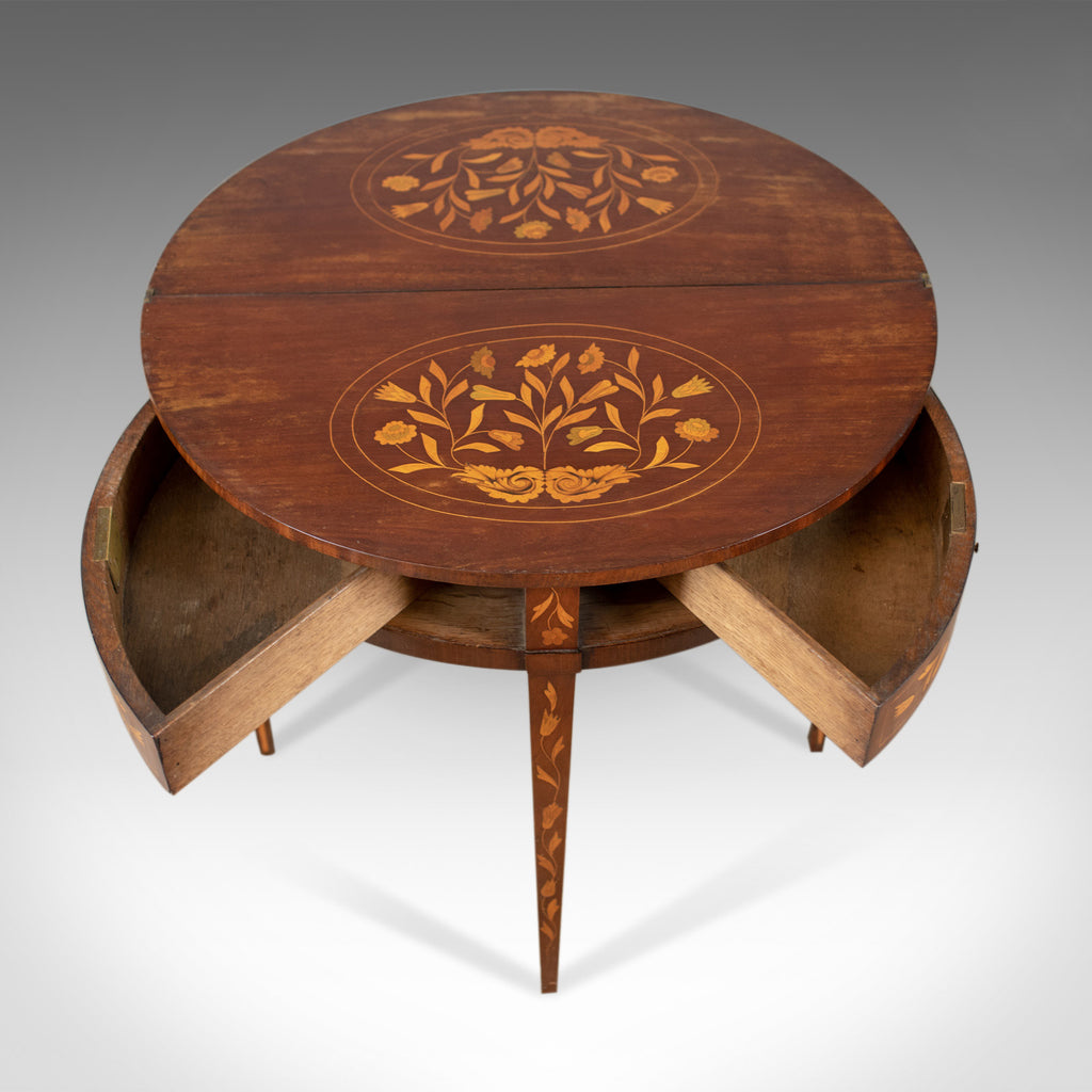 Antique Tea Table, Dutch, Fold-Over, Inlaid, Mahogany, Side, Circa 178 ...