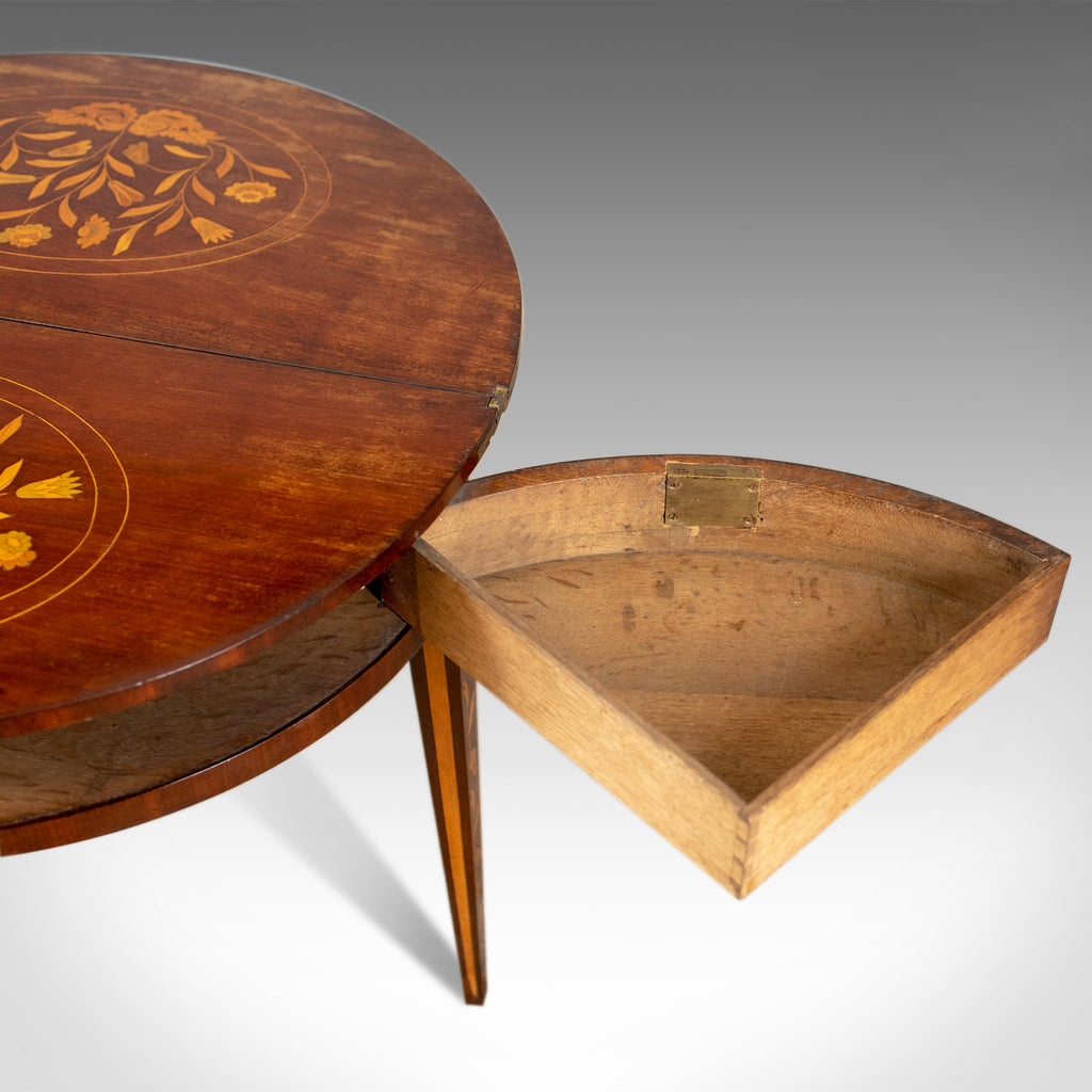 Antique Tea Table, Dutch, Fold-Over, Inlaid, Mahogany, Side, Circa 178 ...