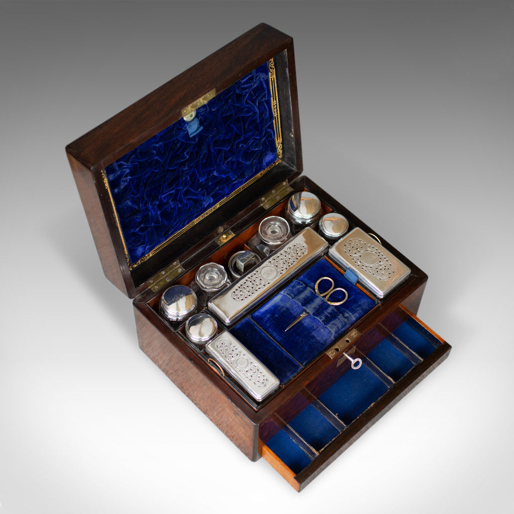 Antique Vanity Box, English, Victorian, Travelling Case, Rosewood, Cir ...