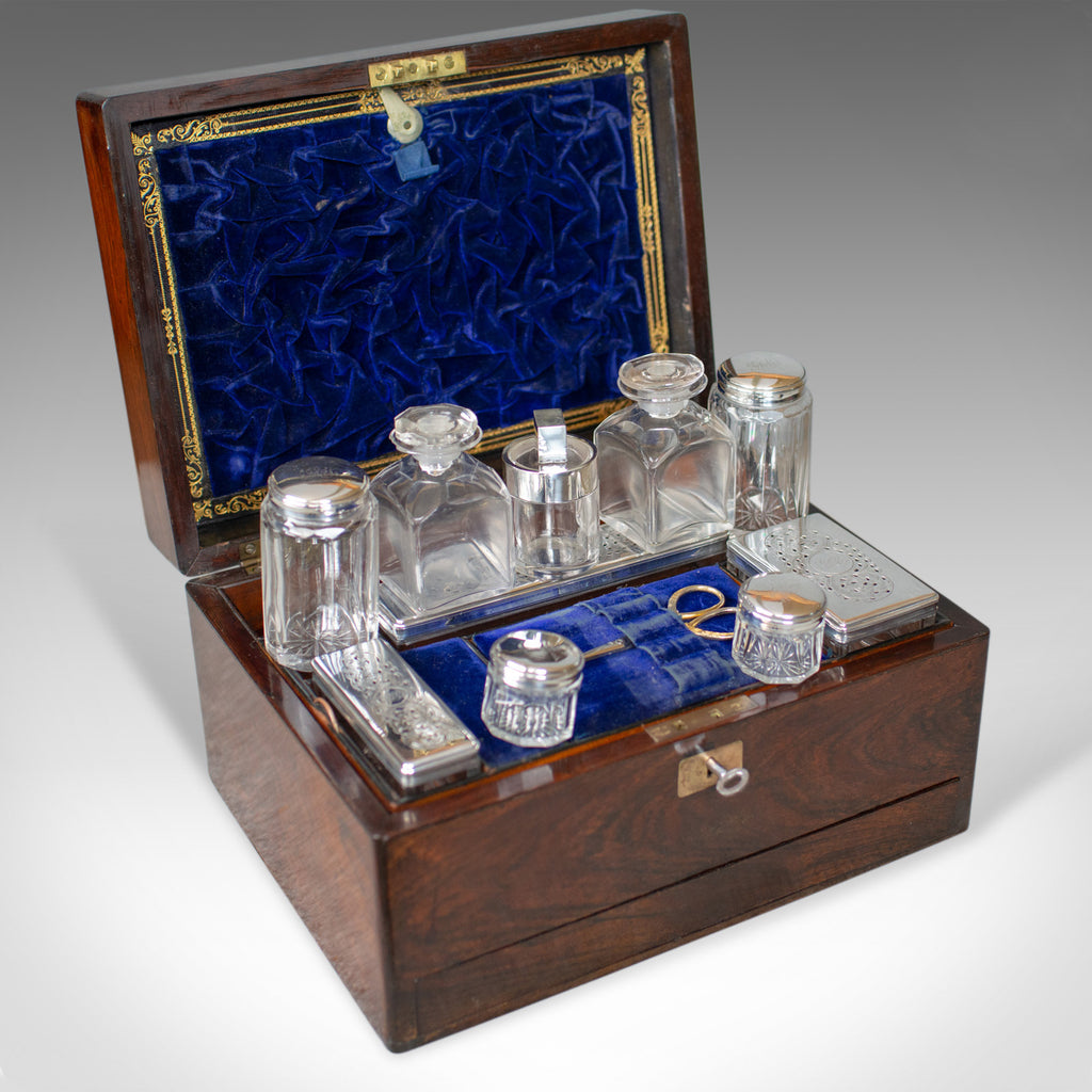 Antique Vanity Box, English, Victorian, Travelling Case, Rosewood, Cir ...