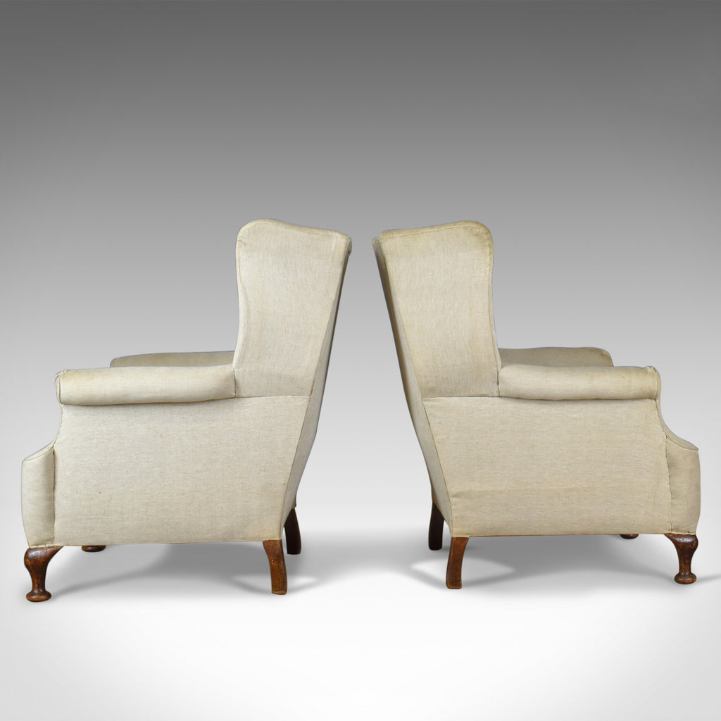 Antique Wing Back Chairs, English, Victorian Armchairs for Upholstery ...