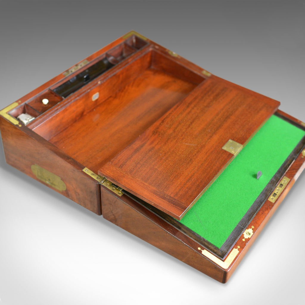 Antique Writing Slope, Bramah Lock, Victorian, Mechi London, c.1840 ...