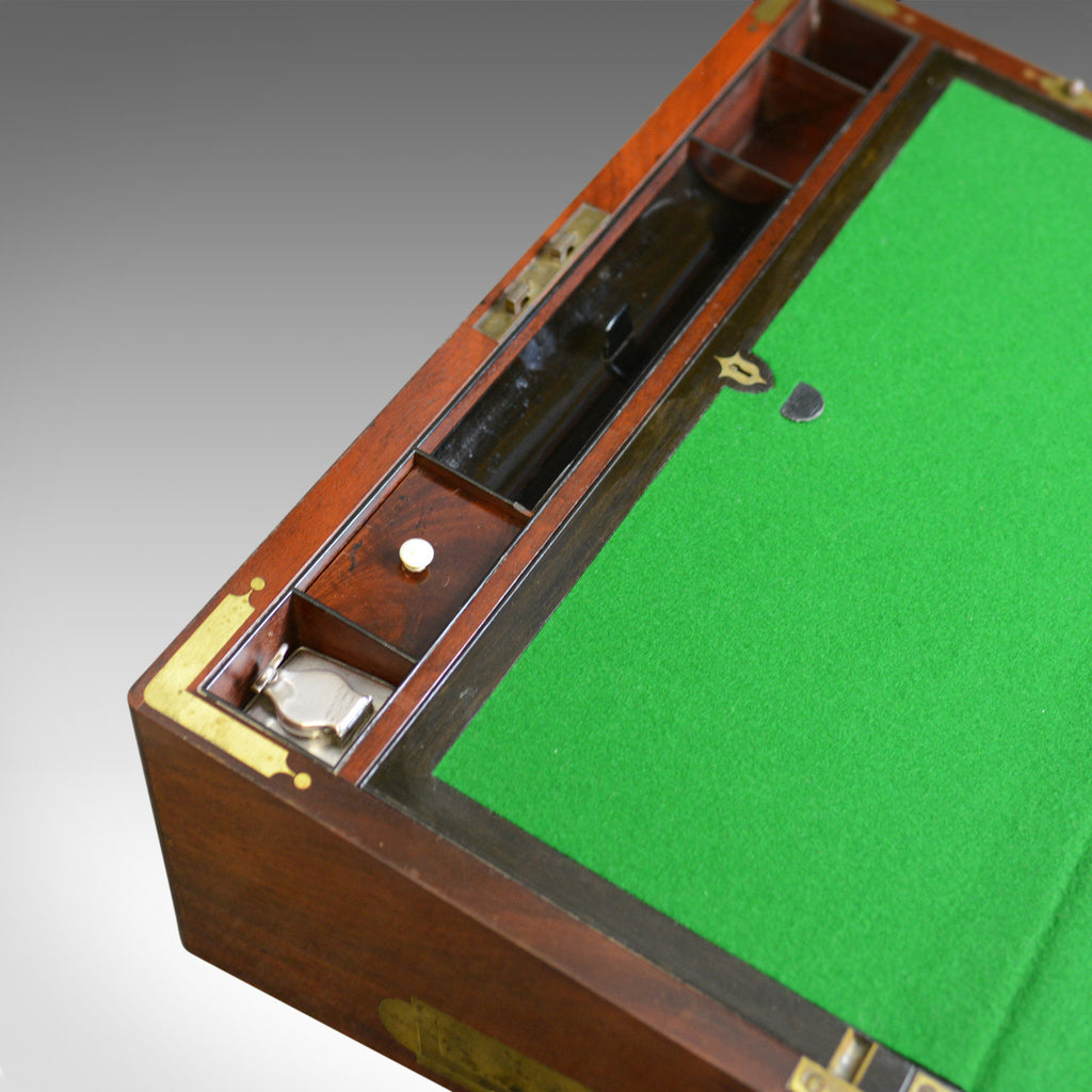 Antique Writing Slope, Bramah Lock, Victorian, Mechi London, c.1840 ...