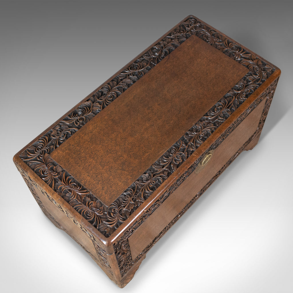 Camphor Wood Trunk, Oriental, Carved, Chest, Art Deco, Circa 1940 ...