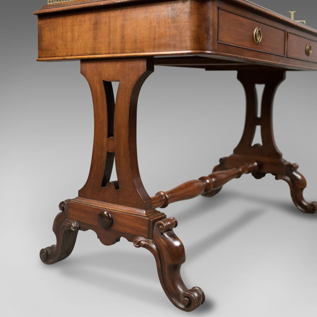 Early Victorian Antique Writing Library Table, Mahogany, English c.184 ...