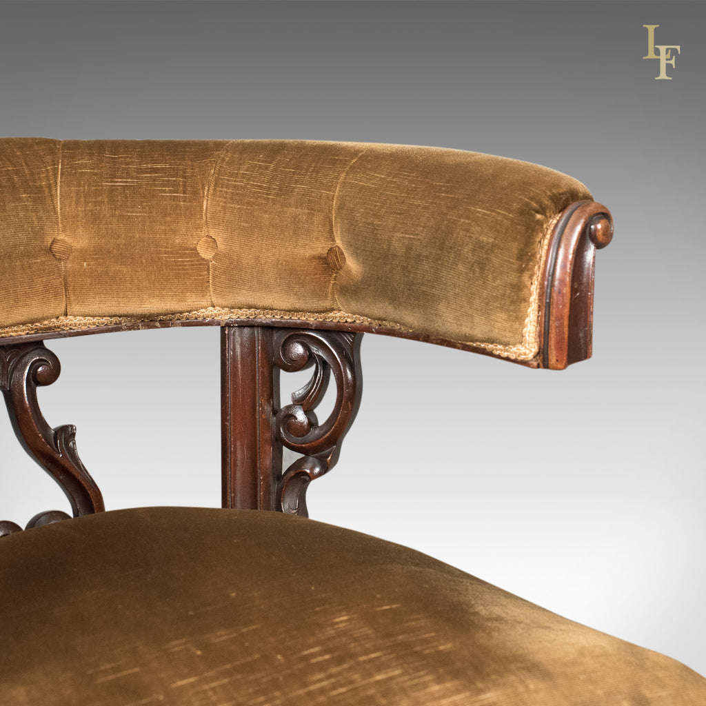 Early Victorian Bow Back Armchair, English Walnut Reading Chair c.1840 ...