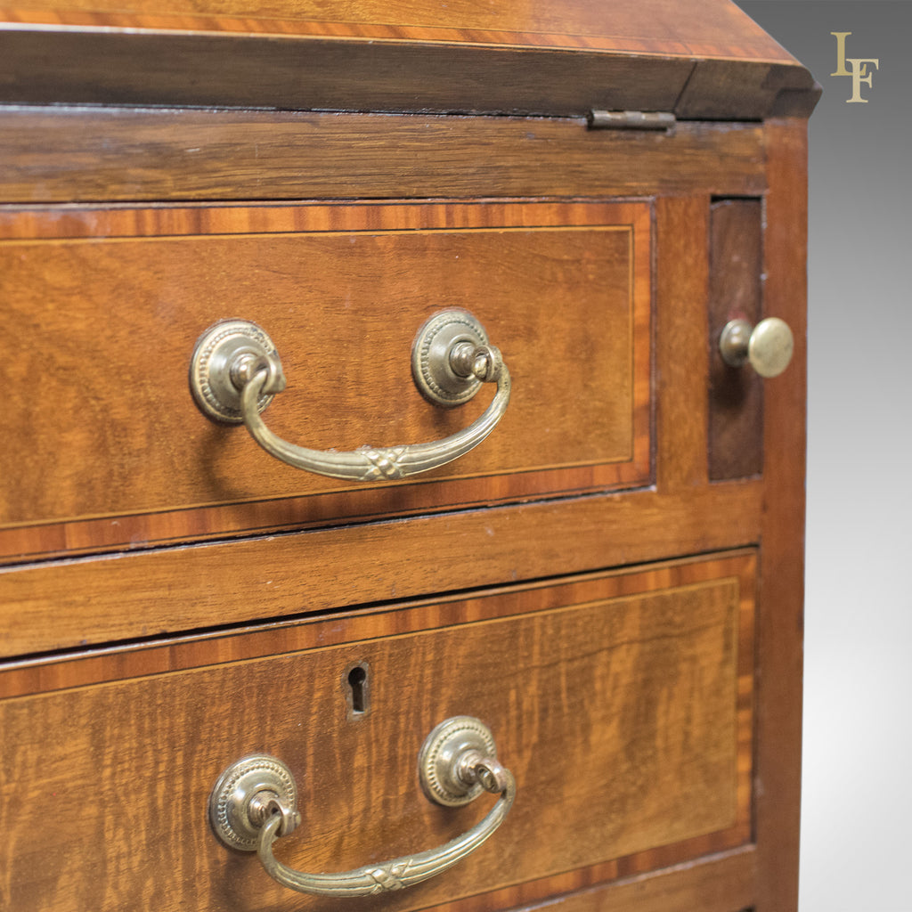 Edwardian Antique Bureau, Mahogany & Oak, English Desk with Secret Dra ...