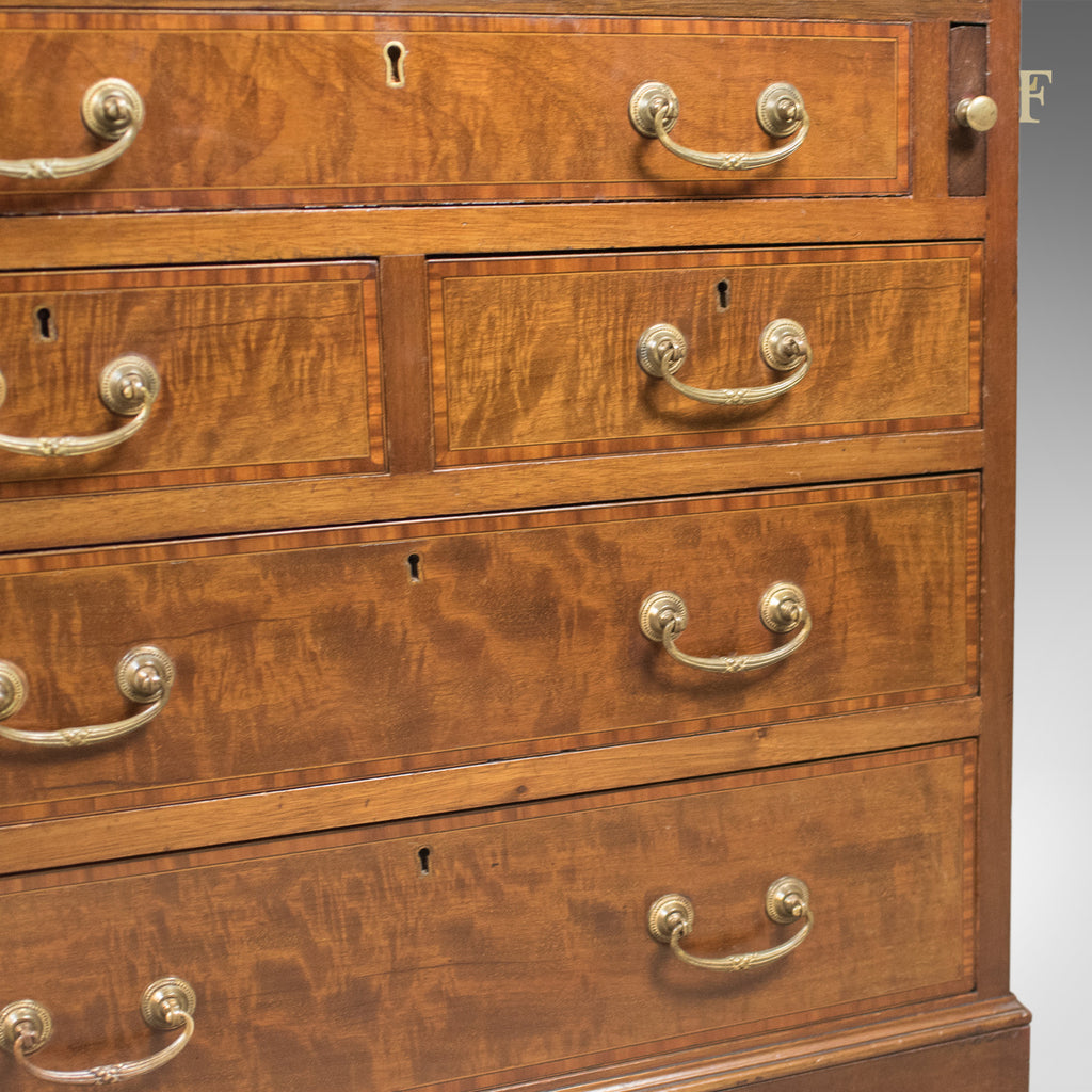 Edwardian Antique Bureau, Mahogany & Oak, English Desk with Secret Dra ...