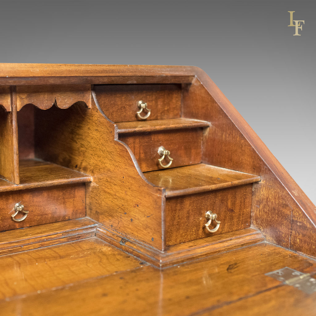 Edwardian Antique Bureau, Mahogany & Oak, English Desk with Secret Dra ...