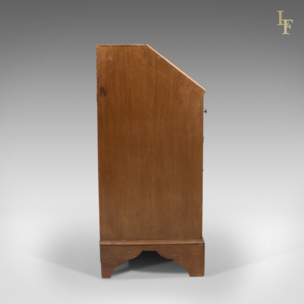 Edwardian Antique Bureau, Mahogany & Oak, English Desk with Secret Dra ...