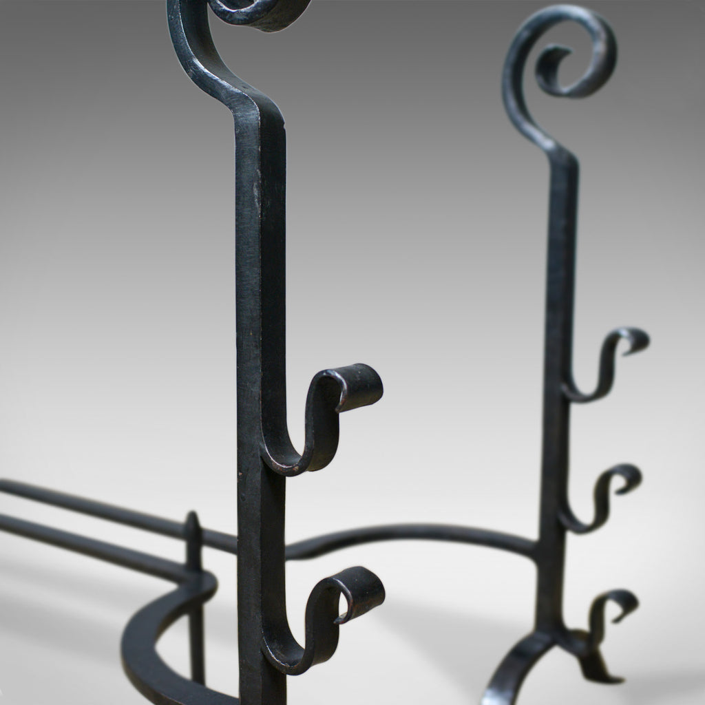 Pair of Large, Gothic, Wrought Iron Fire Dogs, Medieval Revival Andiro ...