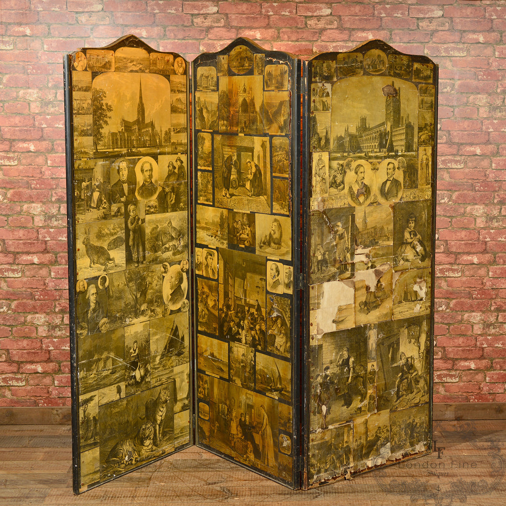 Victorian Scrap Screen, 3 Fold Panel, c.1900 – London Fine Antiques