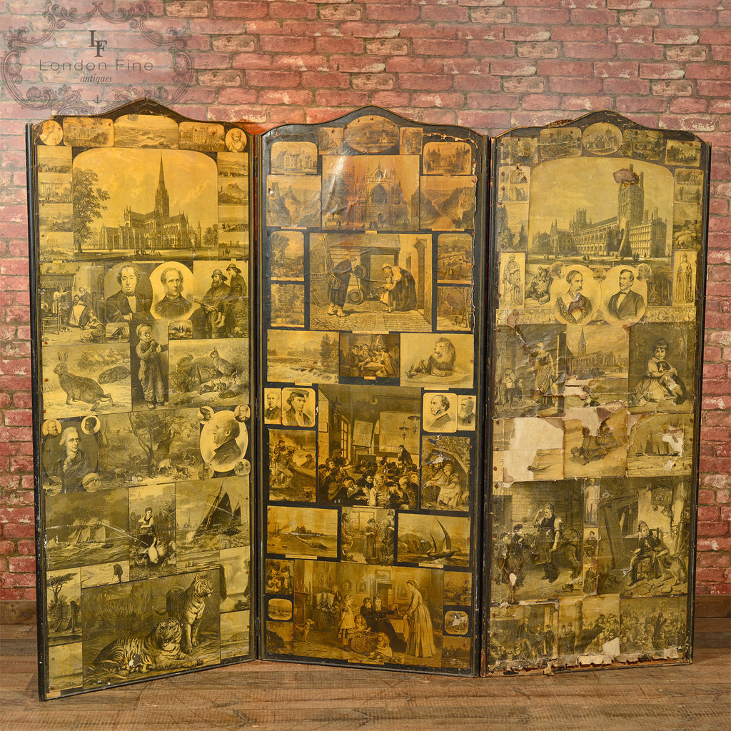 Victorian Scrap Screen, 3 Fold Panel, c.1900 – London Fine Antiques