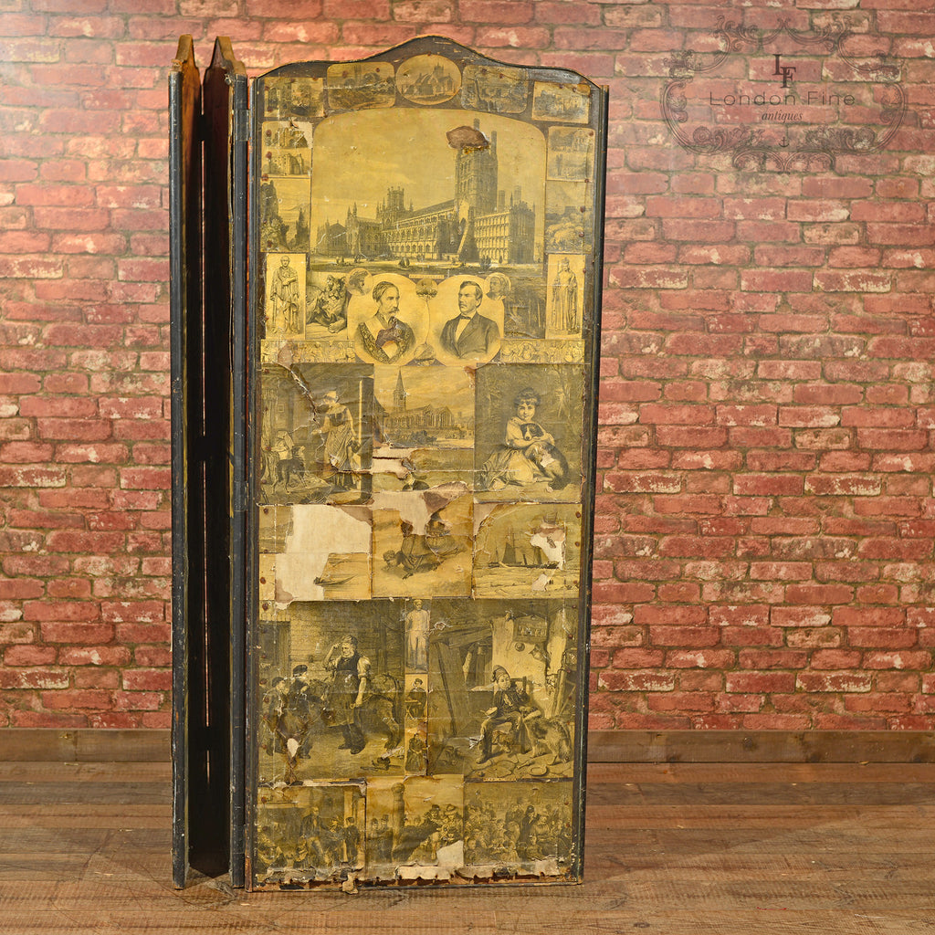 Victorian Scrap Screen, 3 Fold Panel, c.1900 – London Fine Antiques