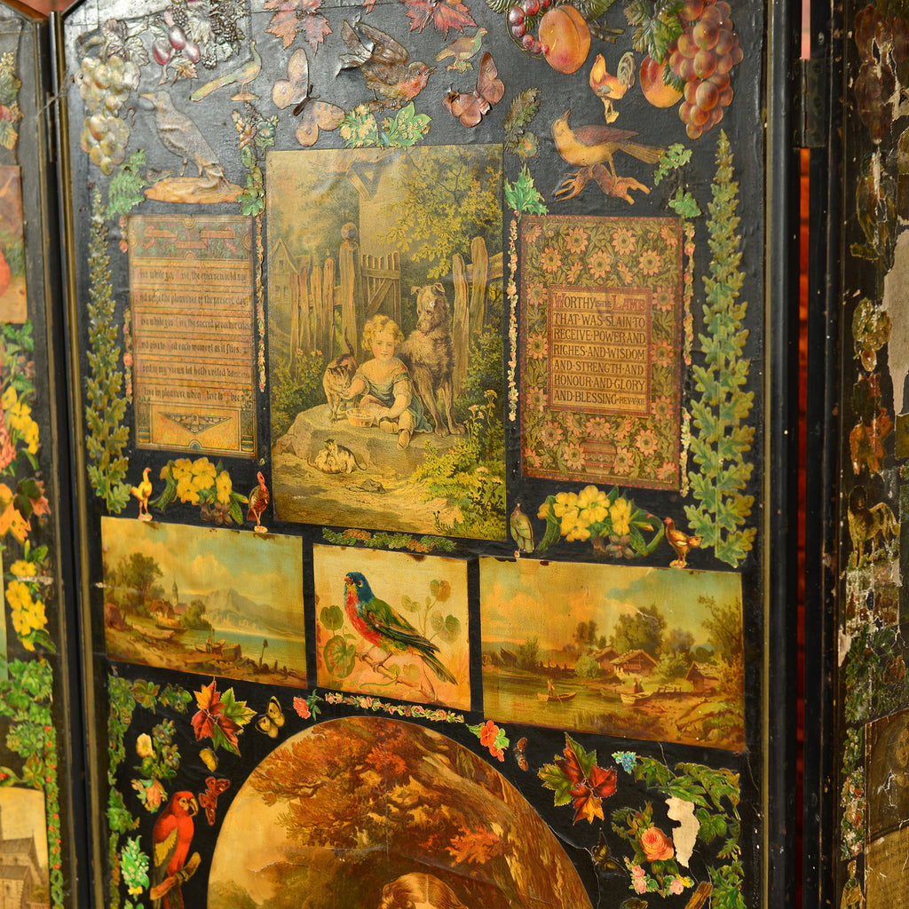 Victorian Scrap Screen, 3 Fold Panel, c.1900 – London Fine Antiques